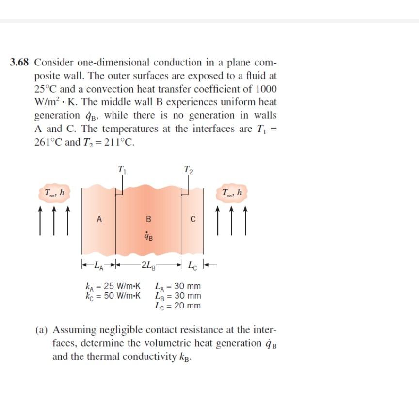 Solved 3.68 Consider one-dimensional conduction in a plane | Chegg.com