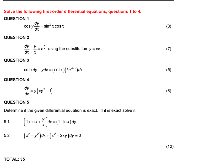 Solved Solve the following first-order differential | Chegg.com