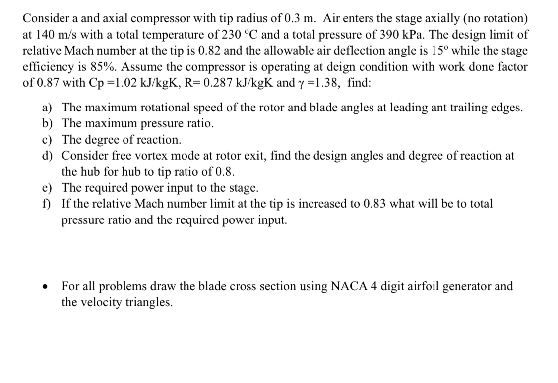 Solved Consider a and axial compressor with tip radius of | Chegg.com
