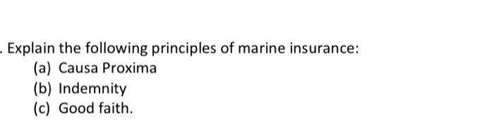 Solved Explain the following principles of marine insurance: | Chegg.com