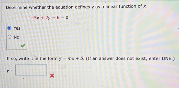 Solved Determine whether the equation defines y as a linear | Chegg.com
