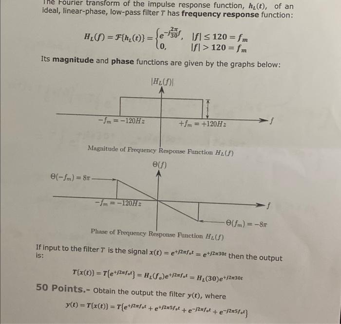 Solved The Fourier transform of the impulse response | Chegg.com