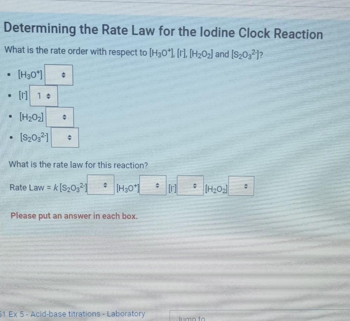 Solved Determining the Rate Law for the lodine Clock | Chegg.com