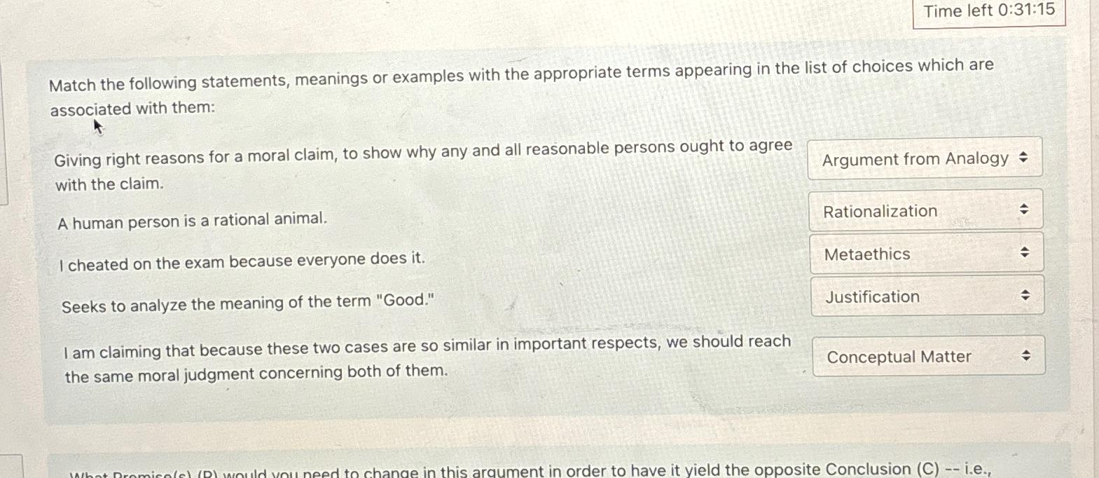 Solved Match the following statements, meanings or examples | Chegg.com
