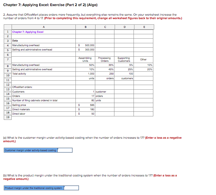 Chapter 7 Applying Excel Exercise Part 2 ﻿of