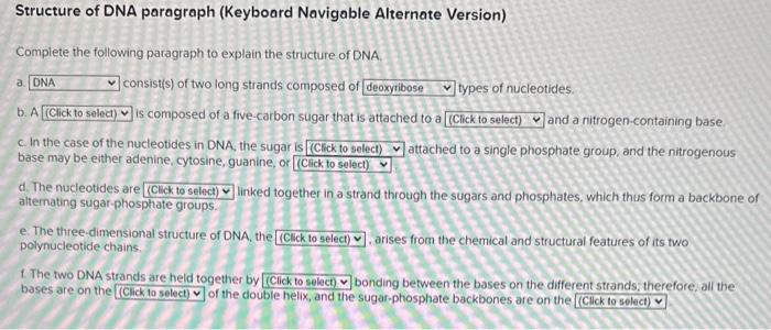 Solved Structure of DNA paragraph (Keyboard Navigable | Chegg.com