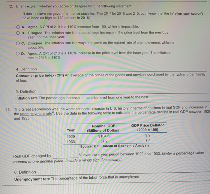 Solved 12. Briefly explain whether you agree or disagree | Chegg.com