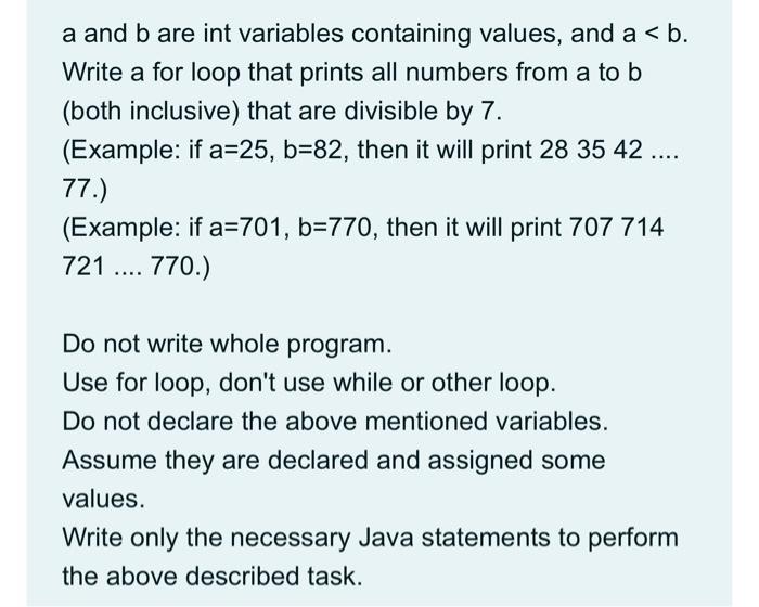 Solved A And B Are Int Variables Containing Values And A 