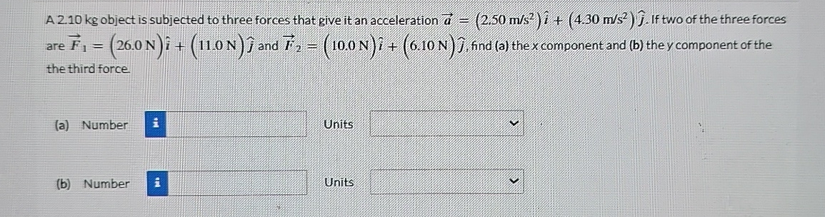 Solved A 2.10kg ﻿object is subjected to three forces that | Chegg.com