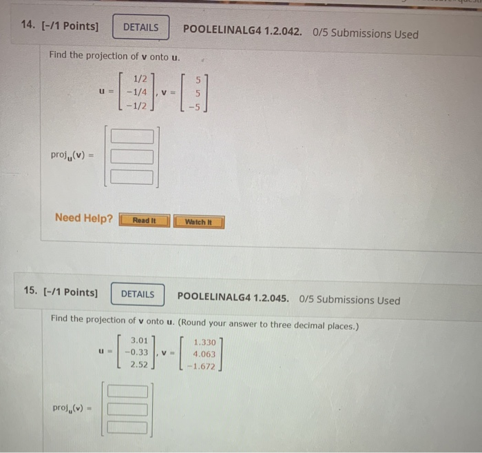 Solved - [-/1 Points] DETAILS POOLELINALG4 1.2.048.0/5 | Chegg.com