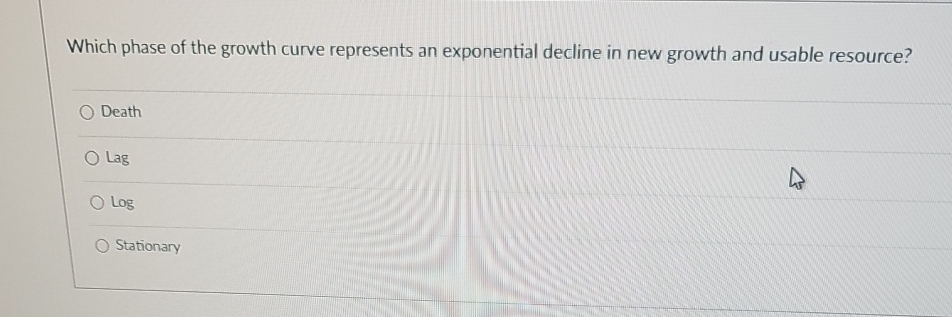 Solved Which phase of the growth curve represents an | Chegg.com