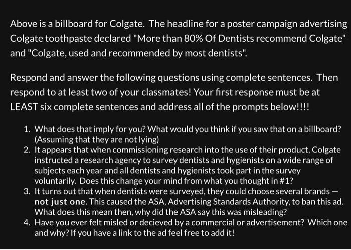 Solved More than 80% of Dentists recommend Colgate CDecaux | Chegg.com