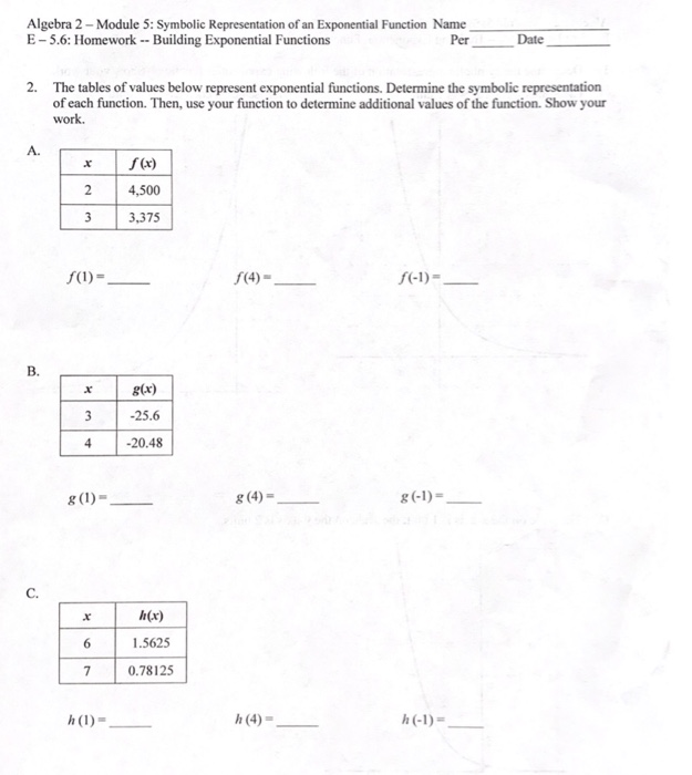 Solved Algebra 2 - Module 5: Symbolic Representation of an | Chegg.com