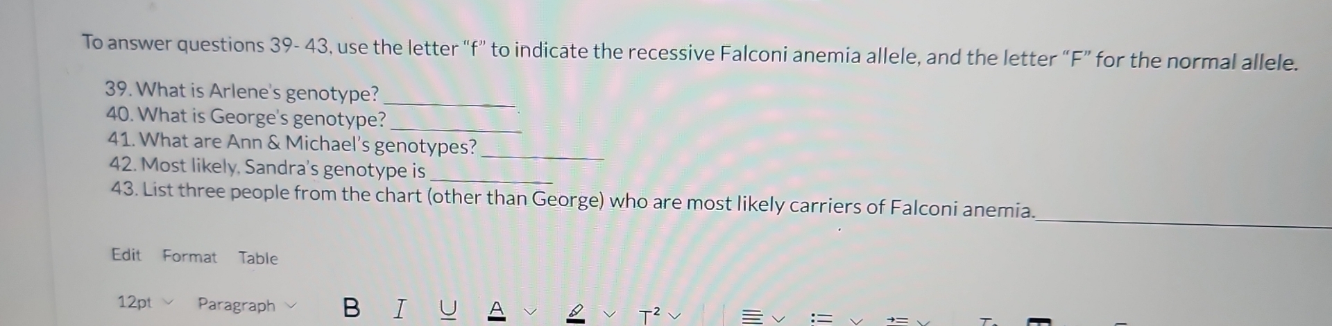 Solved To answer questions 39-43, ﻿use the letter " f " ﻿to | Chegg.com