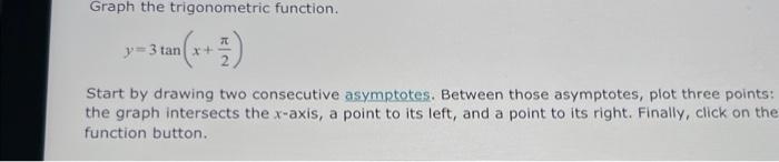 Solved Graph the trigonometric function. y=3 tan x+ TU 2 | Chegg.com