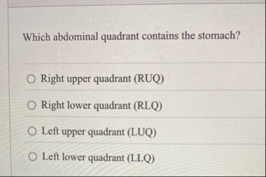 Solved Which abdominal quadrant contains the stomach?Right | Chegg.com