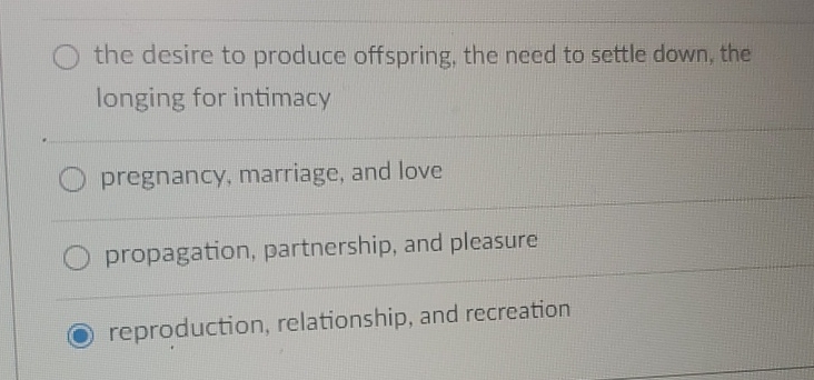 Solved the desire to produce offspring, the need to settle | Chegg.com