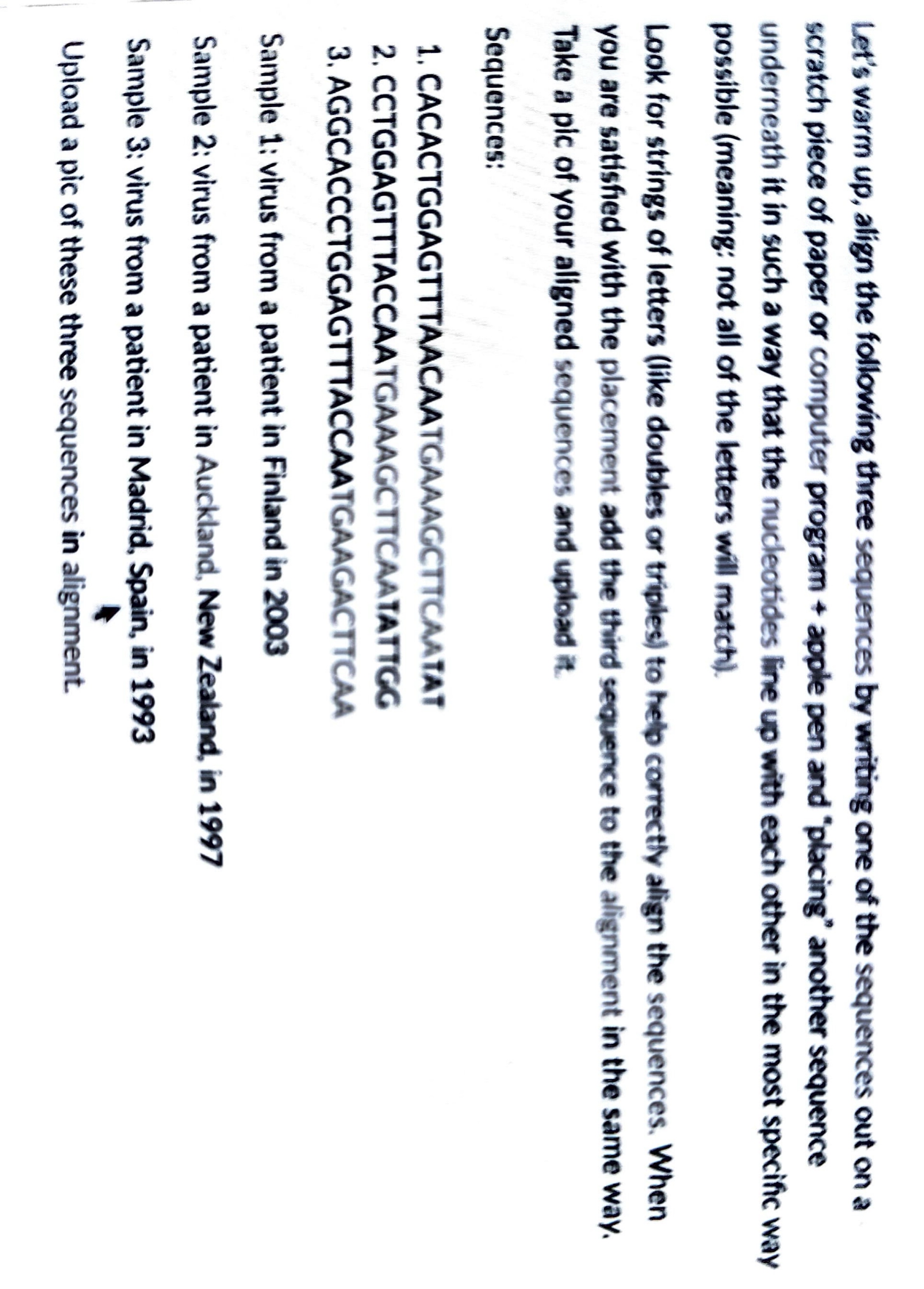 Let's warm up, ﻿align the following three sequences | Chegg.com