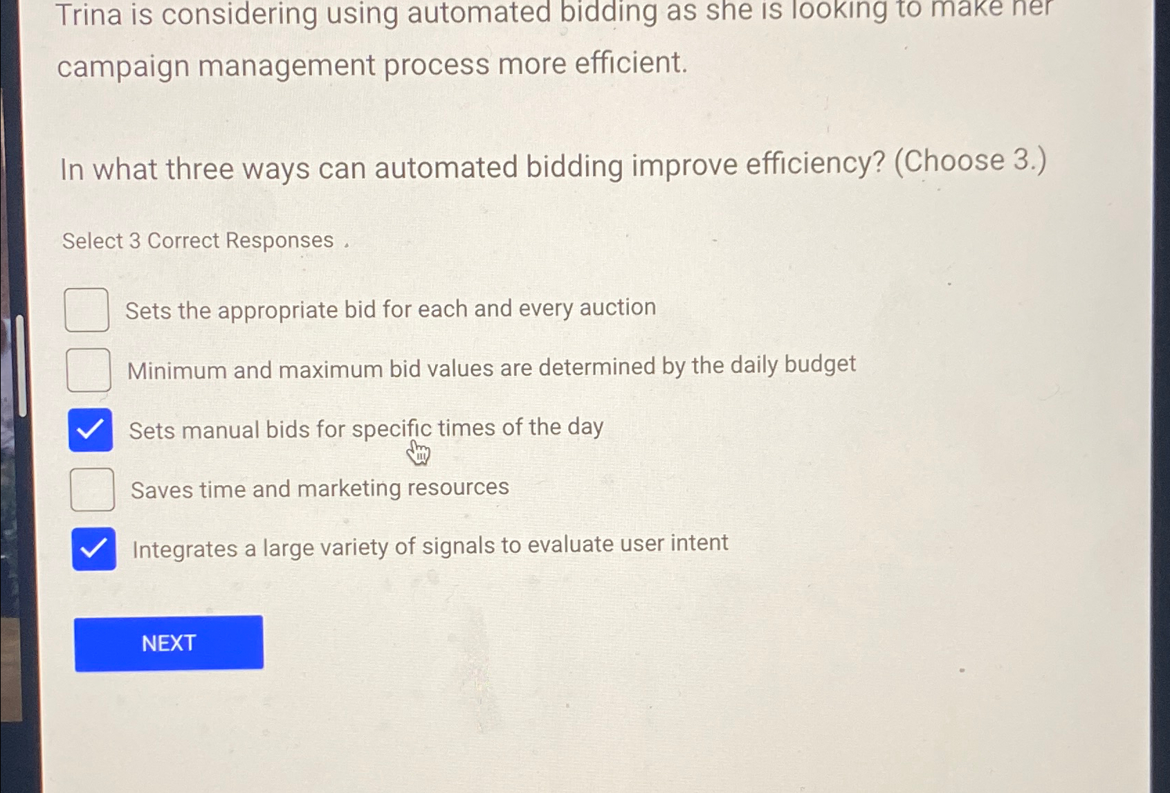Solved Trina is considering using automated bidding as she | Chegg.com