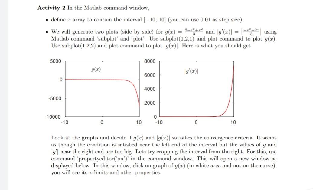 Activity 2 In the Matlab command window, - define x | Chegg.com