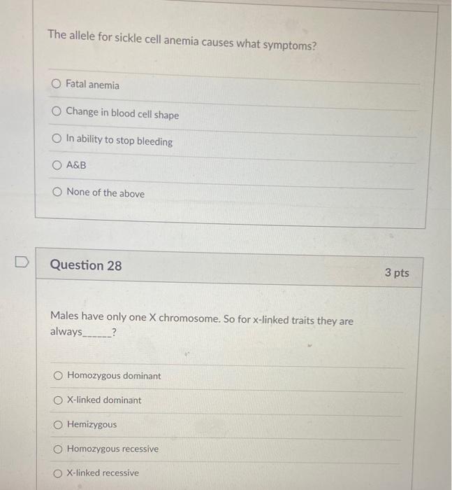 The allele for sickle cell anemia causes what | Chegg.com