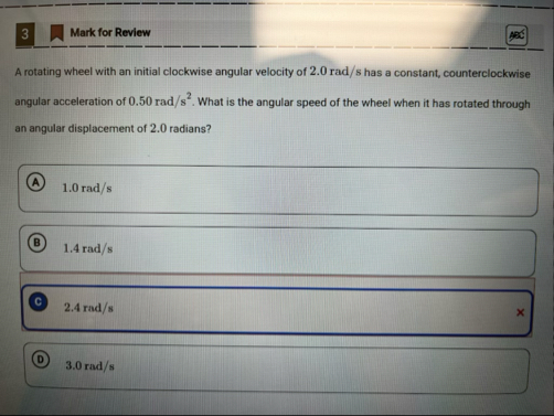 3Mark for ReviewA rotating wheel with an initial | Chegg.com
