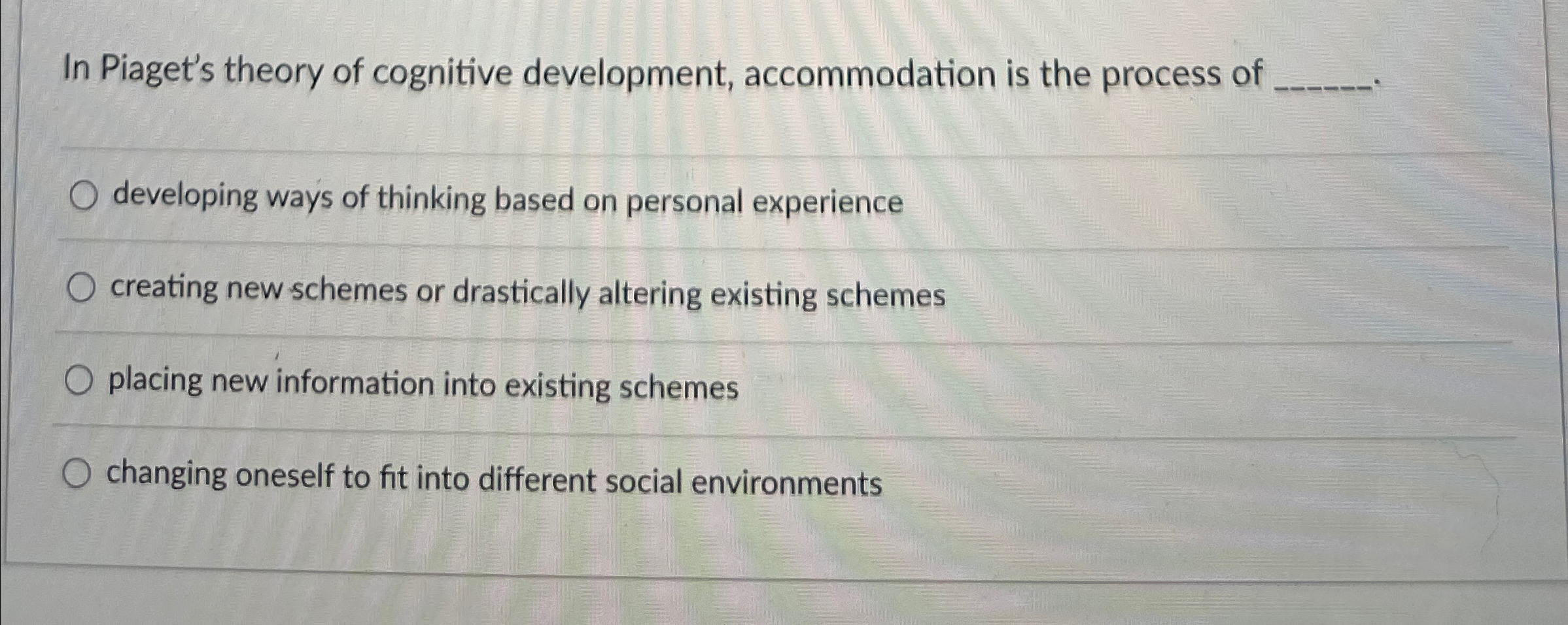 Solved In Piaget's theory of cognitive development, | Chegg.com