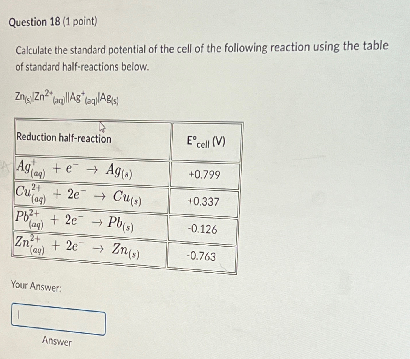 Solved Question 18 (1 ﻿point)Calculate the standard | Chegg.com