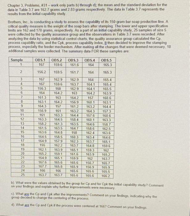 Solved Chapter 3, Problems, 131 - work only parts b) through | Chegg.com