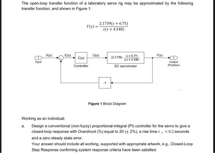 Solved The open-loop transfer function of a laboratory servo | Chegg.com