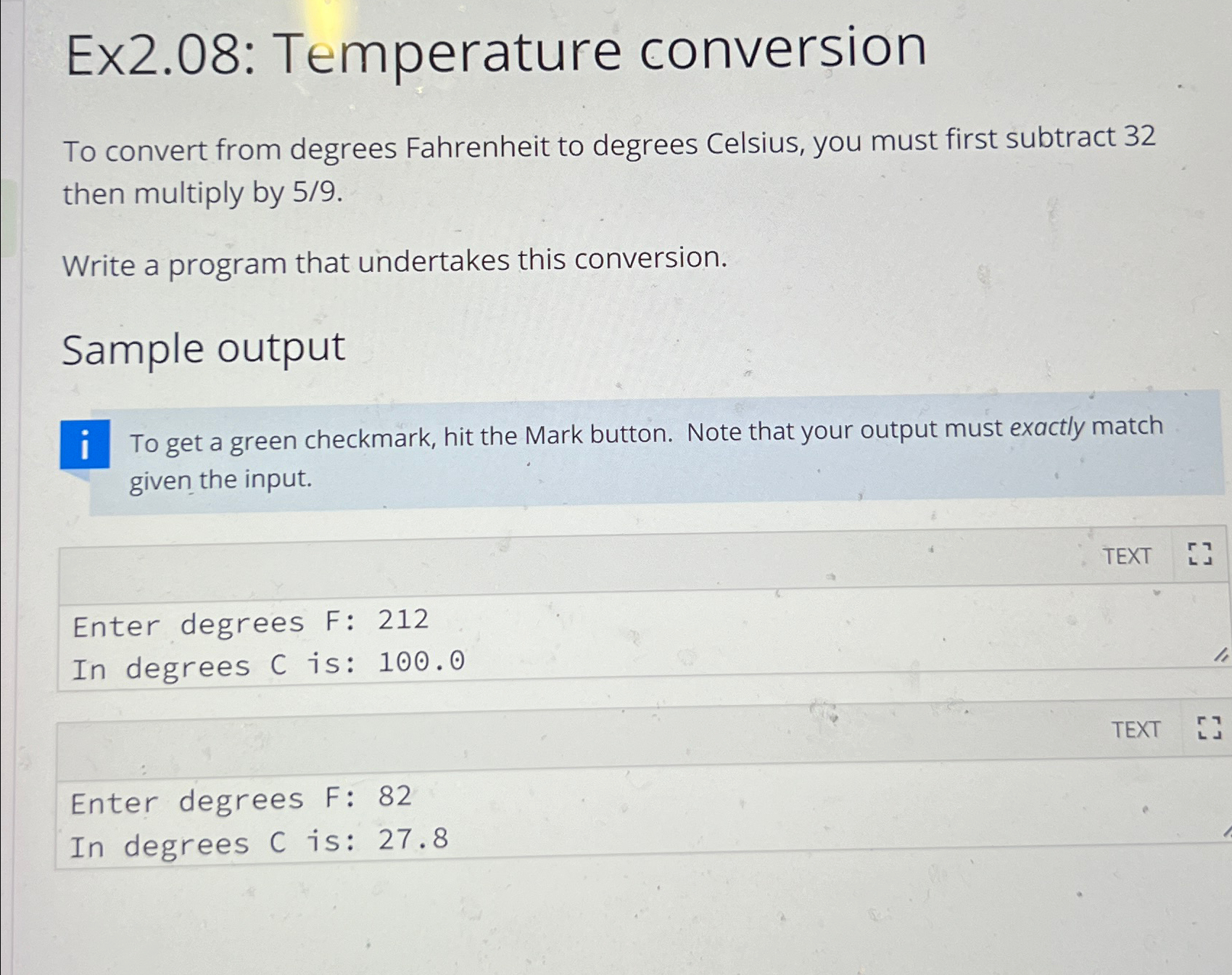 Solved Ex2.08: Temperature conversionTo convert from degrees | Chegg.com