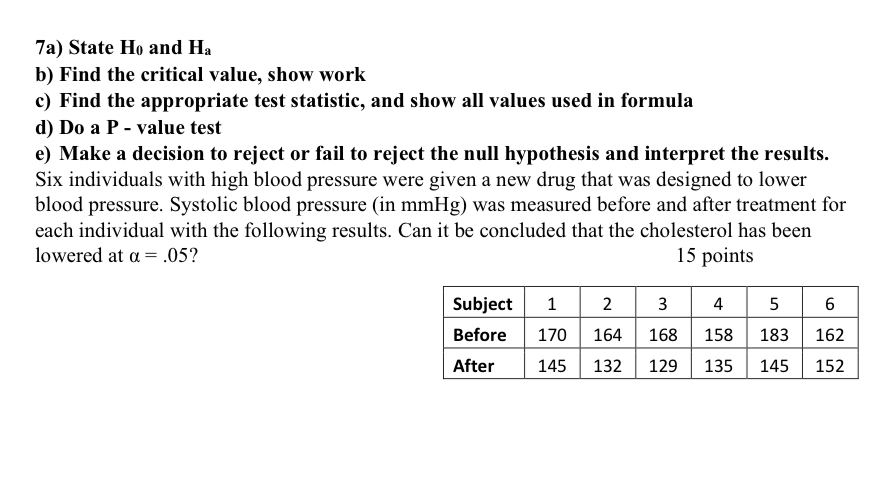 Solved 7a) ﻿State H0 ﻿and Hab) ﻿Find the critical value, | Chegg.com