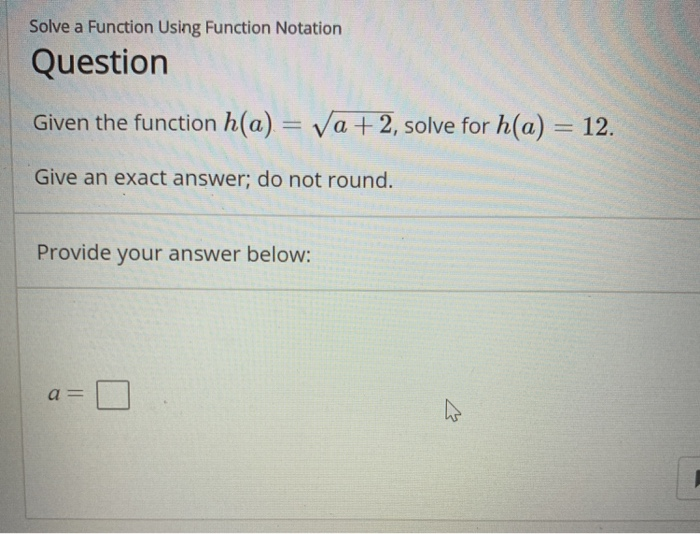 Solved Solve A Function Using Function Notation Question 8108