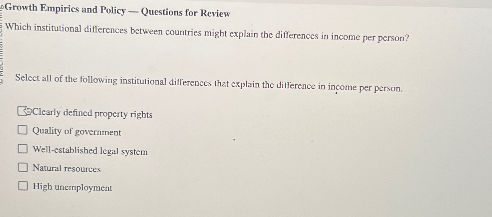 Solved Growth Empirics and Policy - ﻿Questions for | Chegg.com