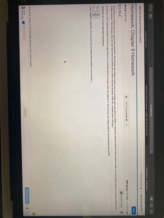 Solved mahal.com Domework Module : Confidence inter-W.BM 265 | Chegg.com