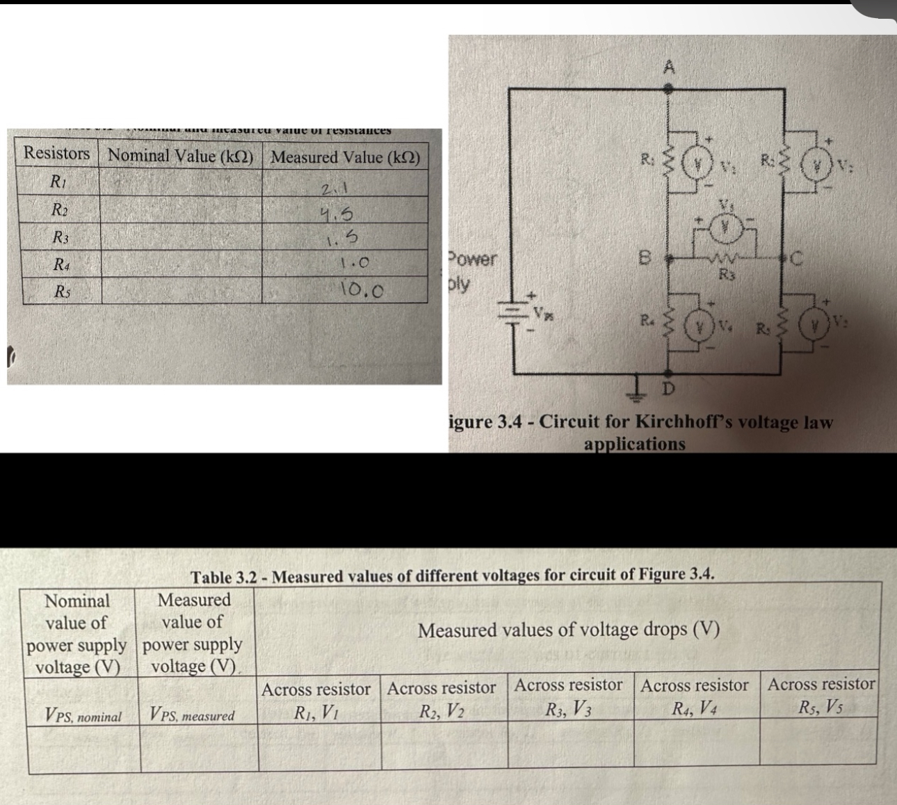 Using the measured values of the resistors (R1-R5) | Chegg.com