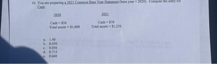 Solved 10. You are preparing a 2021 Common Base Year | Chegg.com