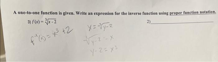 Solved A one-to-one function is given. Write an expression | Chegg.com
