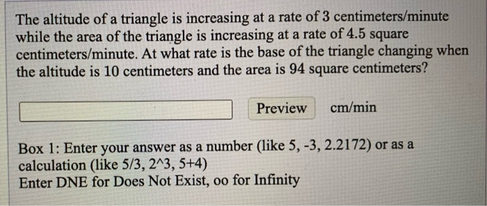 Solved The altitude of a triangle is increasing at a rate of | Chegg.com