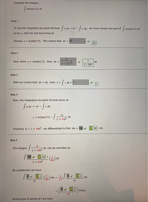 Solved Evaluate the integral fare arctan(71) dt Step 1 To | Chegg.com