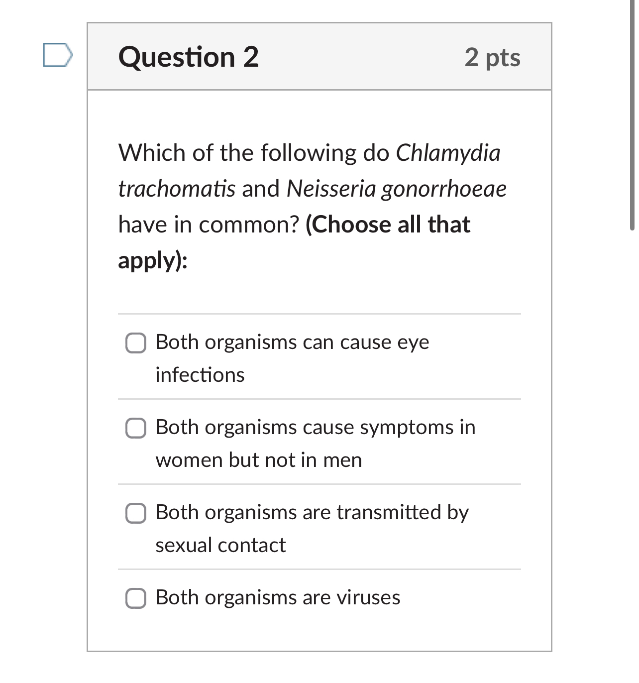 Solved Question 22 ptsWhich of the following do Chlamydia | Chegg.com Solved Question 22 ptsWhich of the following do Chlamydia | Chegg.com