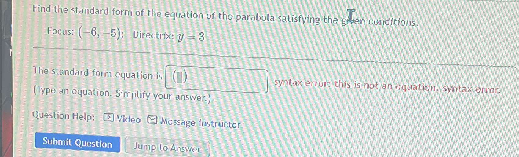 Solved Find the standard form of the equation of the | Chegg.com