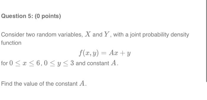 Solved Consider two random variables, X and Y, with a joint | Chegg.com