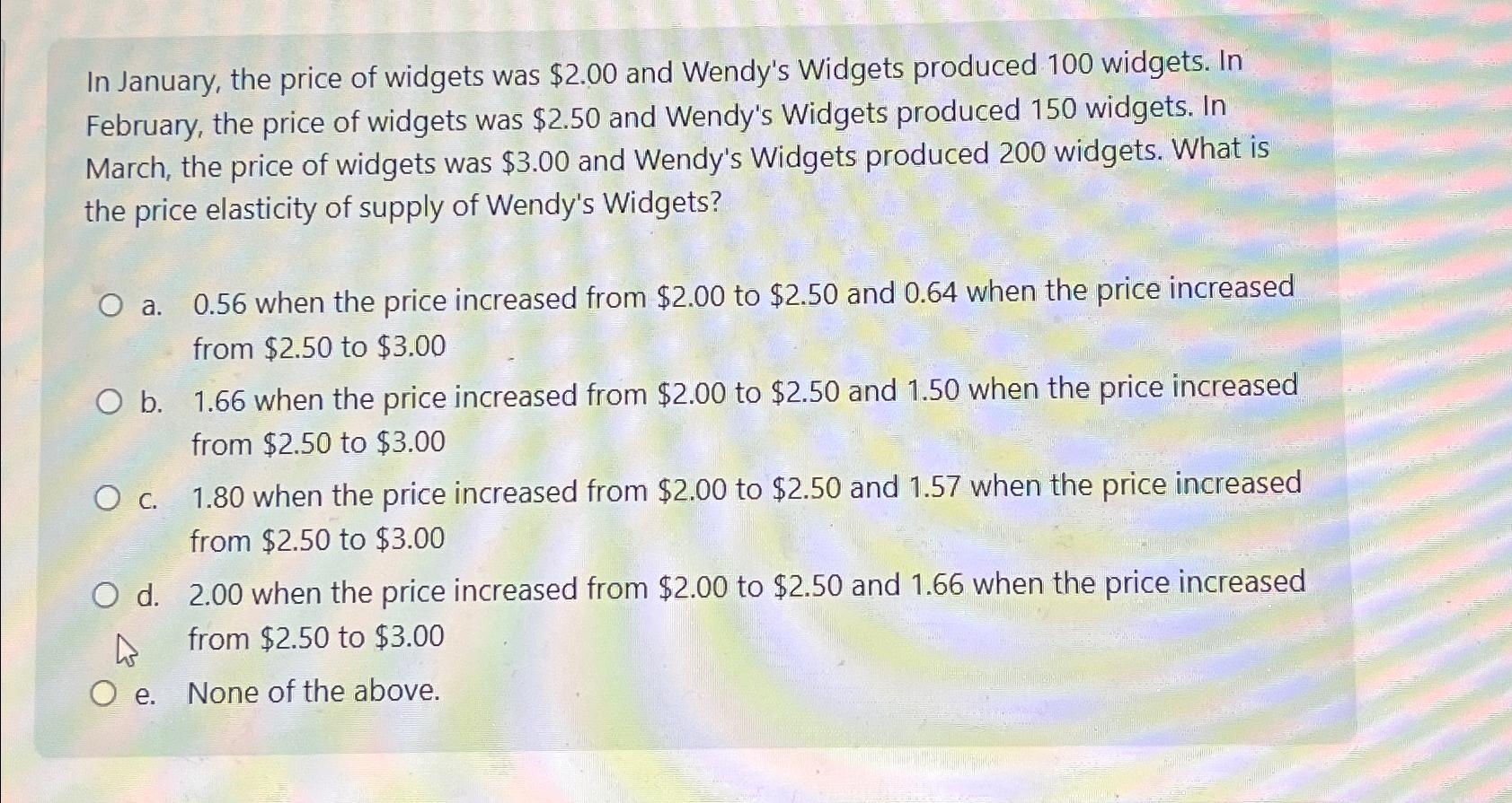 Solved In January, the price of widgets was $2.00 ﻿and | Chegg.com