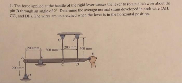 Solved 1. The force applied at the handle of the rigid lever | Chegg.com