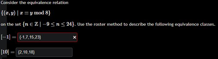 Solved Consider the equivalence relation{(x,y)|x-=ymod8}on | Chegg.com