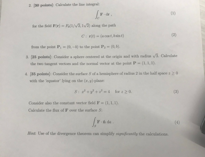 Solved 2. (30 points]: Calculate the line integral: [F-dr, | Chegg.com