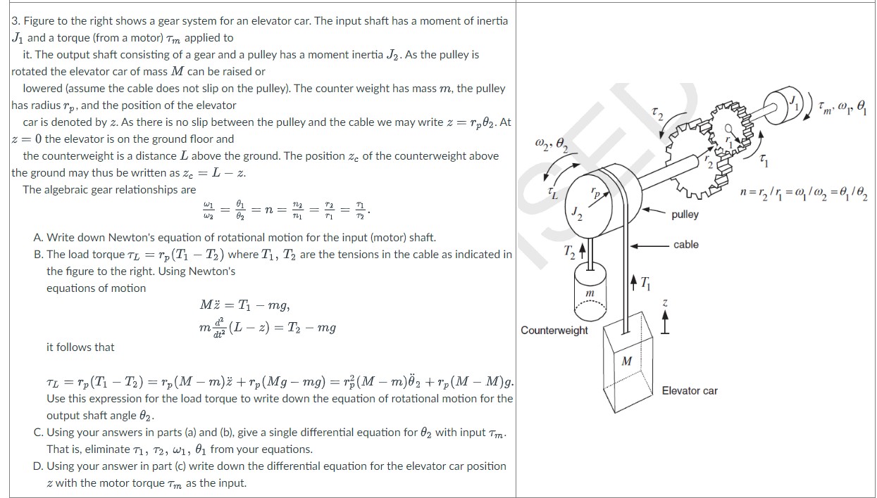 Solved Figure to the right shows a gear system for an | Chegg.com