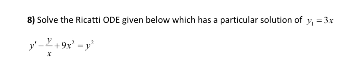 Solved by an EXPERT Solve the Ricatti ODE given below which has a | Chegg.com