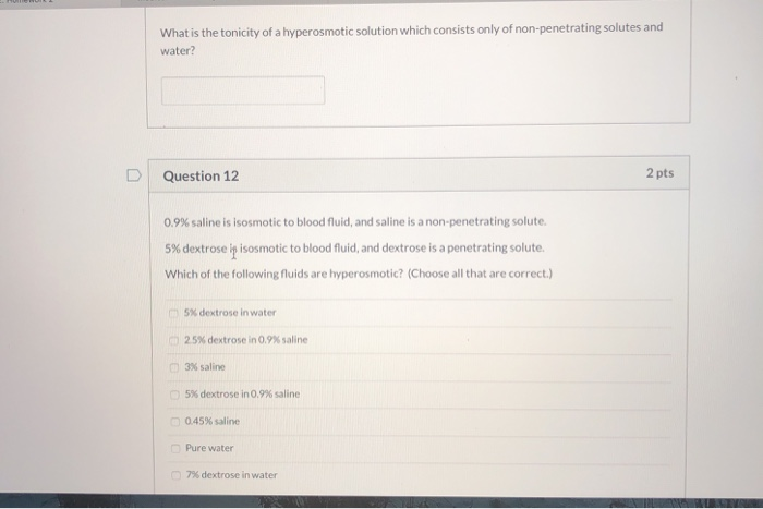 Solved What is the tonicity of a hyperosmotic solution which | Chegg.com